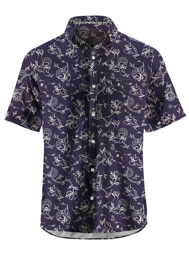 Orionride Linear Gear Flower Ultra Lightweight Short Sleeves Hawaiian
