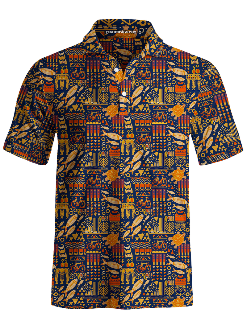Orionride Bicycle And Fish Men's Polo Shirt