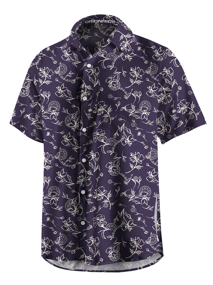 Orionride Linear Gear Flower Ultra Lightweight Short Sleeves Hawaiian