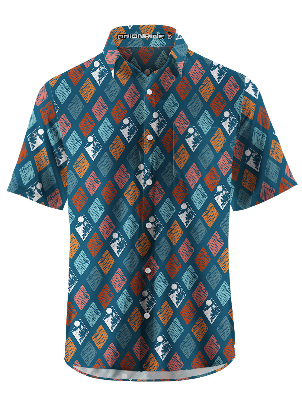 Orionride Short Sleeves Geometric Rhombus Zipper Pockets Ultra Lightwe